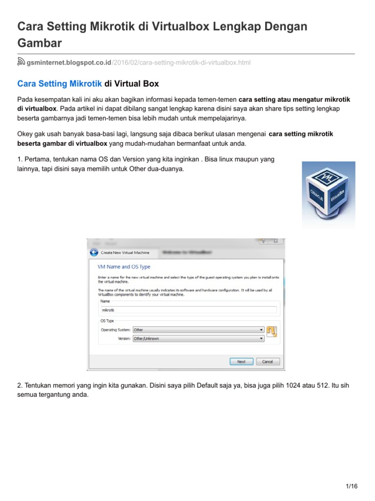 Setting Mikrotik di VirtualBox | PDF