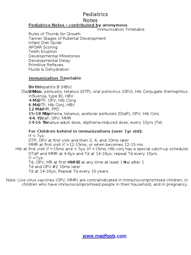 Pediatric Growth & Development Guide | PDF | Medicine | Clinical Medicine