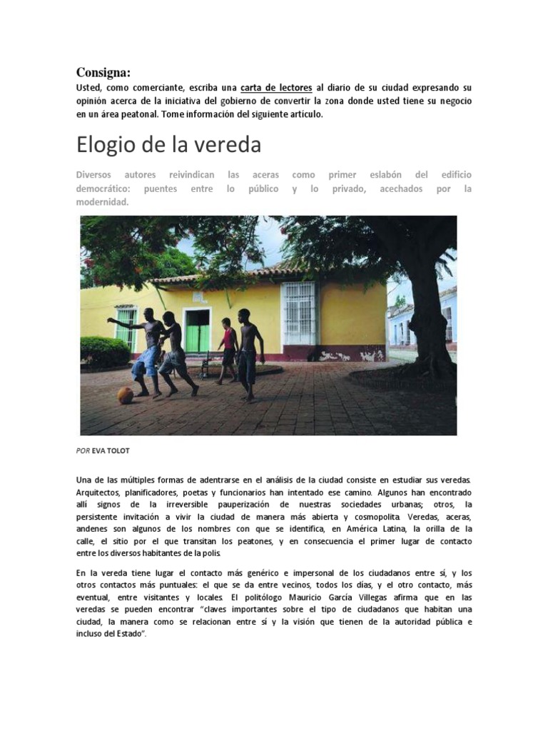 Elogio de La Vereda | PDF | Peatonal | Calle