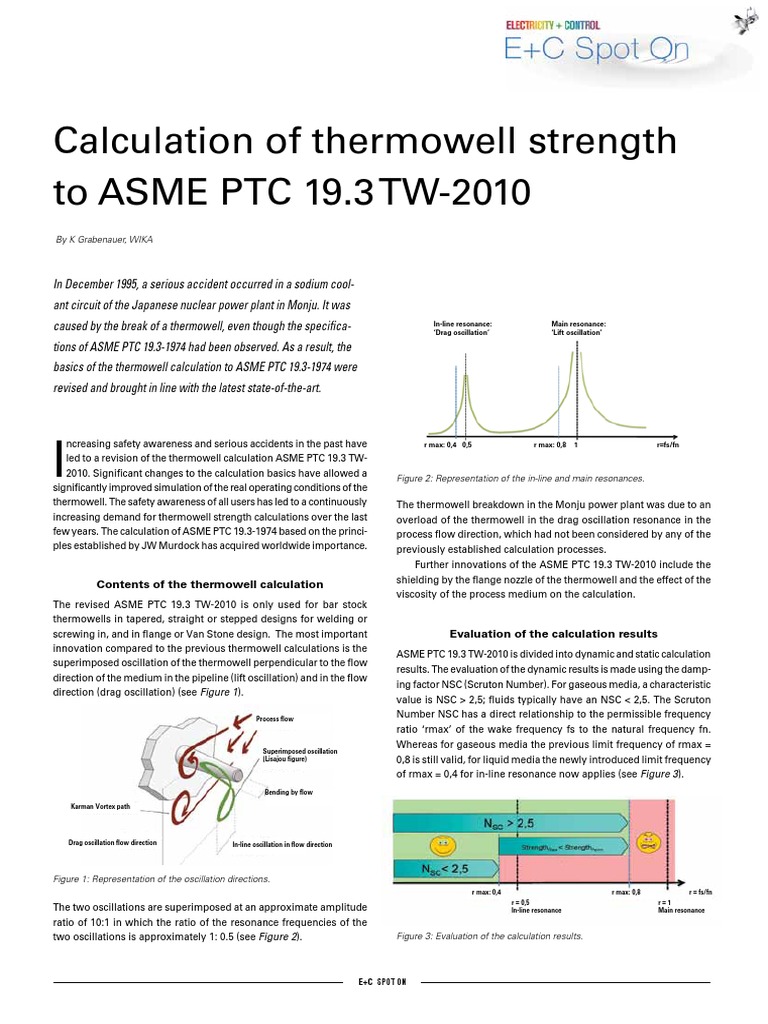 Calculation of Thermowell Strength To ASME PTC 19.3 TW-2010 | PDF ...