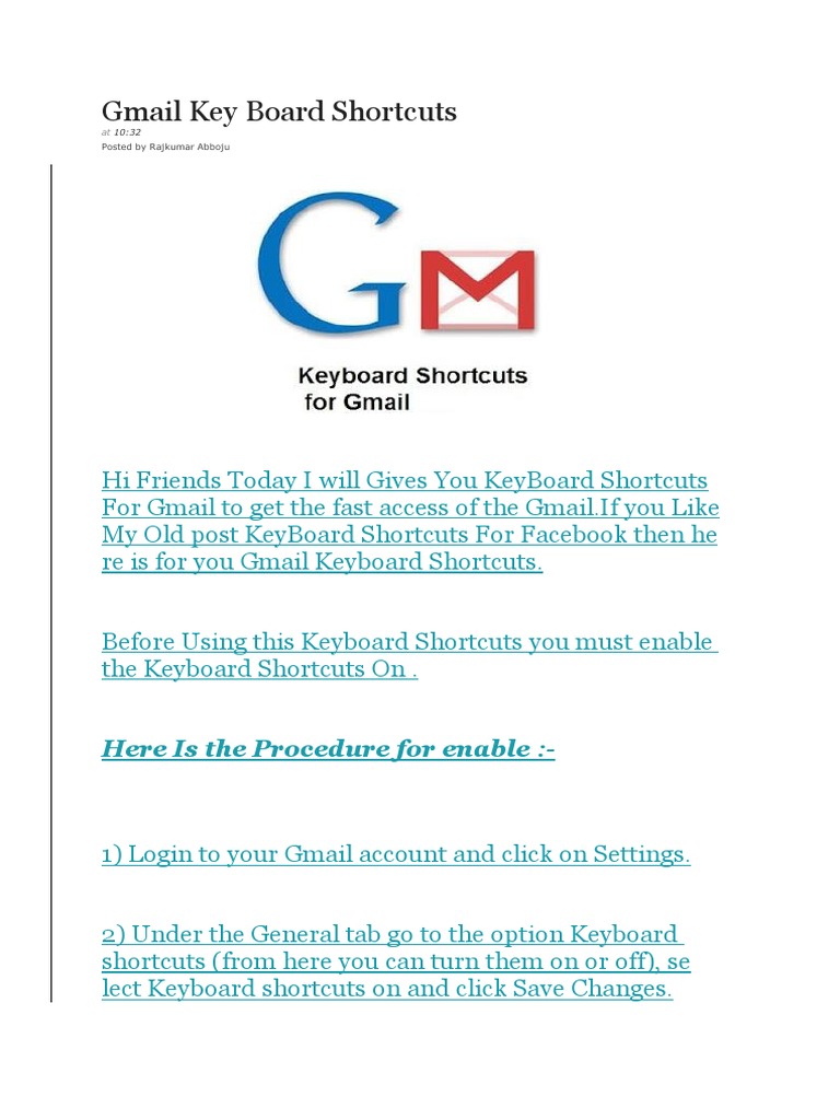Gmail Shortcuts for Fast Access | PDF | Home & Garden