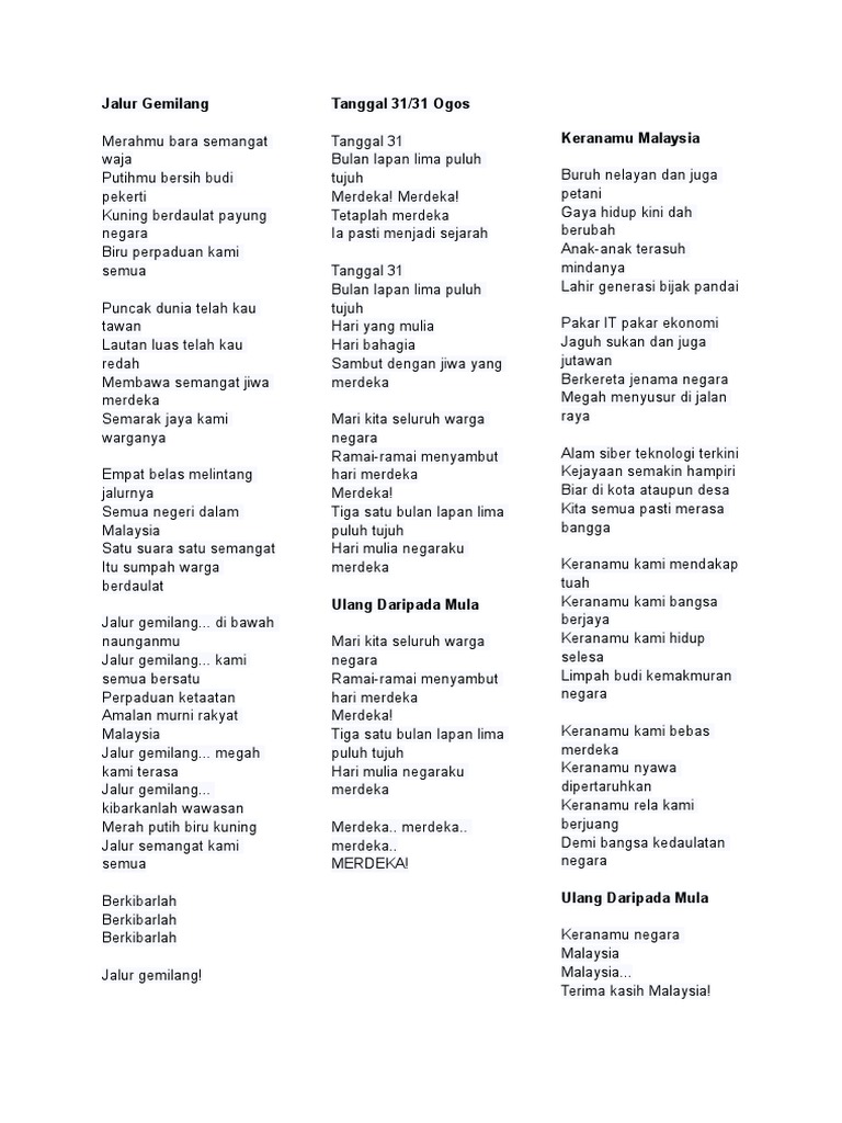 Lirik Lagu Merdeka | PDF