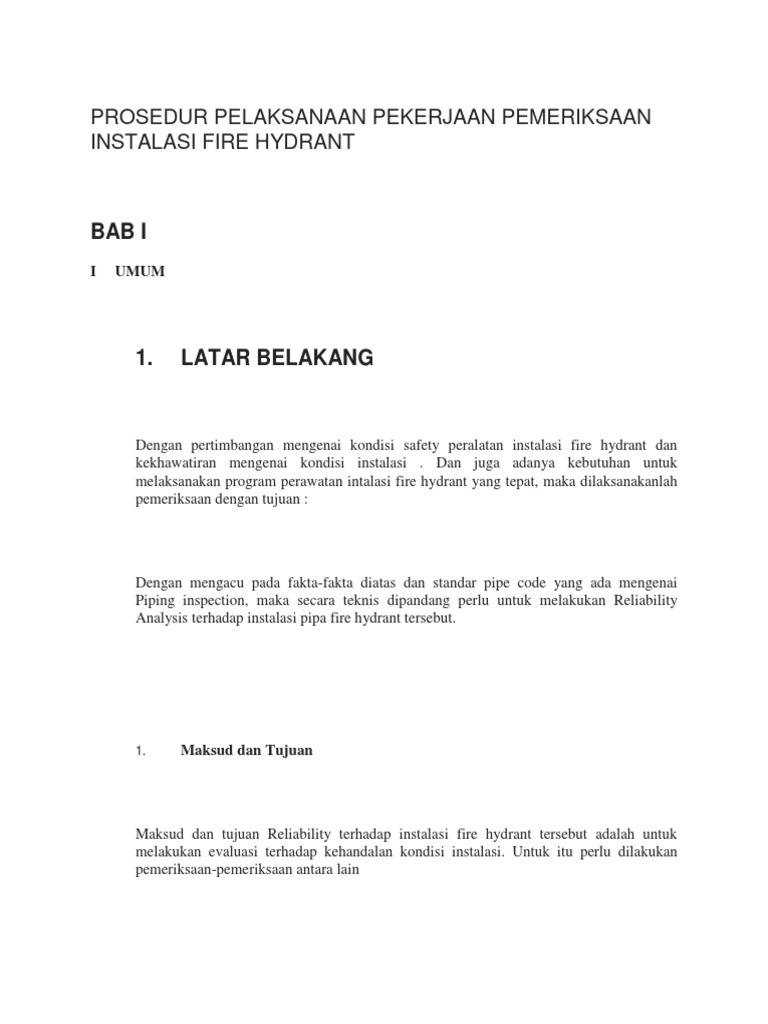 Inspeksi Instalasi Fire Hydrant | PDF | Teknologi & Rekayasa
