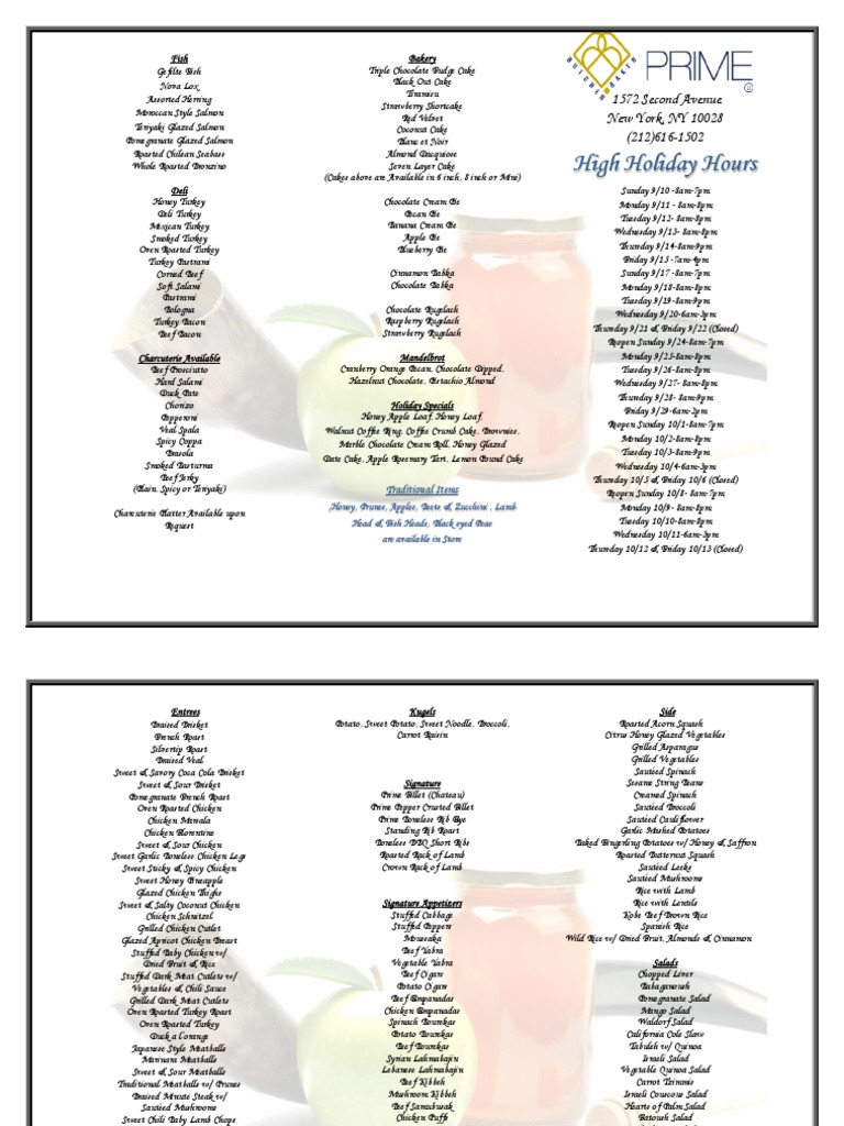 Prime Butcher Holiday Menu 2017 | PDF