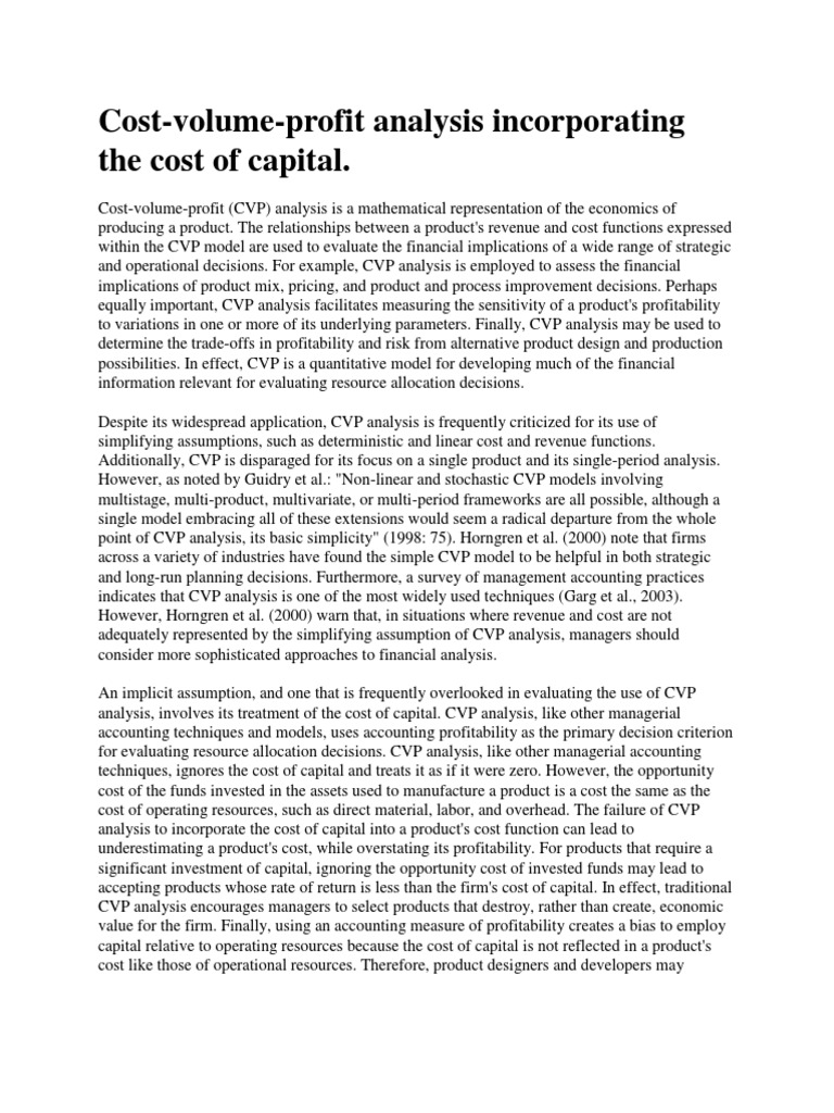 Cost Volume Profit Analysis | PDF | Profit (Accounting) | Economics