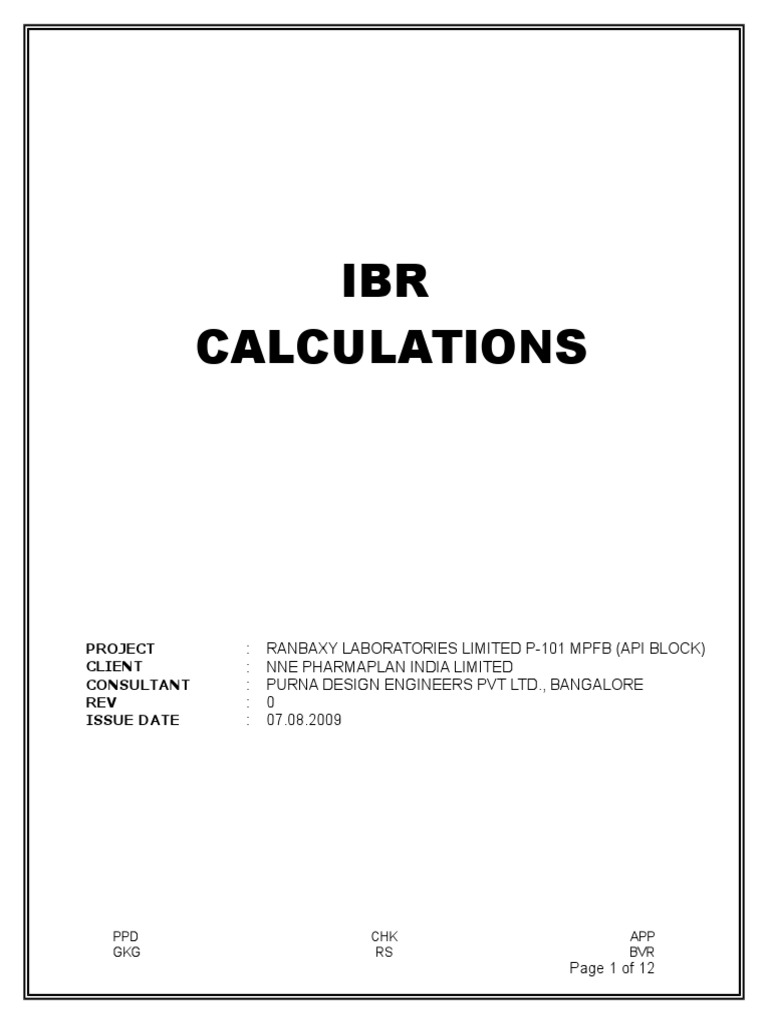 Ibr Calculations | PDF | Pipe (Fluid Conveyance) | Hydraulic Engineering