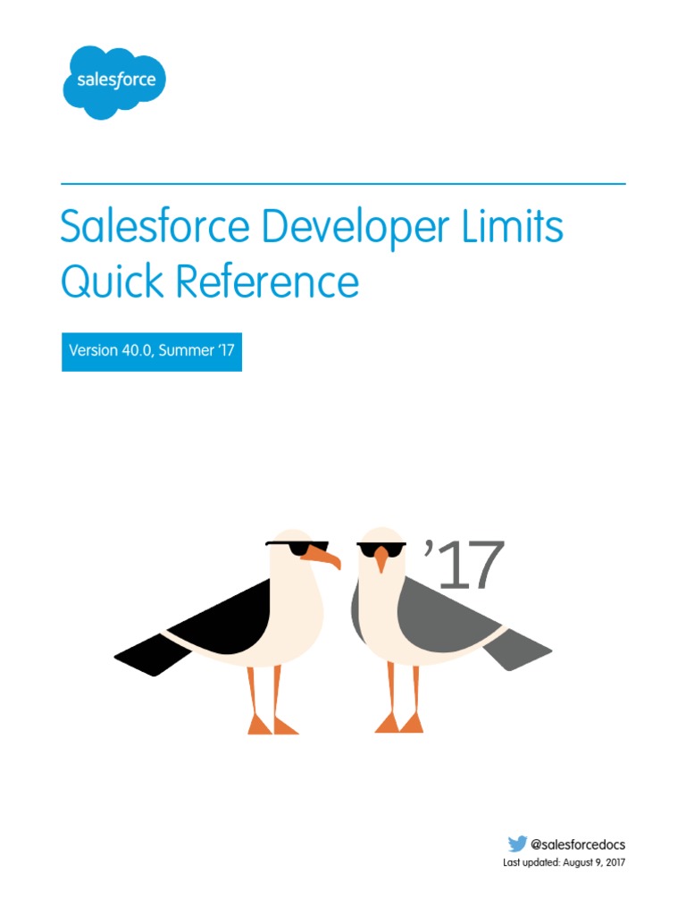 Salesforce App Limits Cheatsheet Pdf Salesforce Com Email