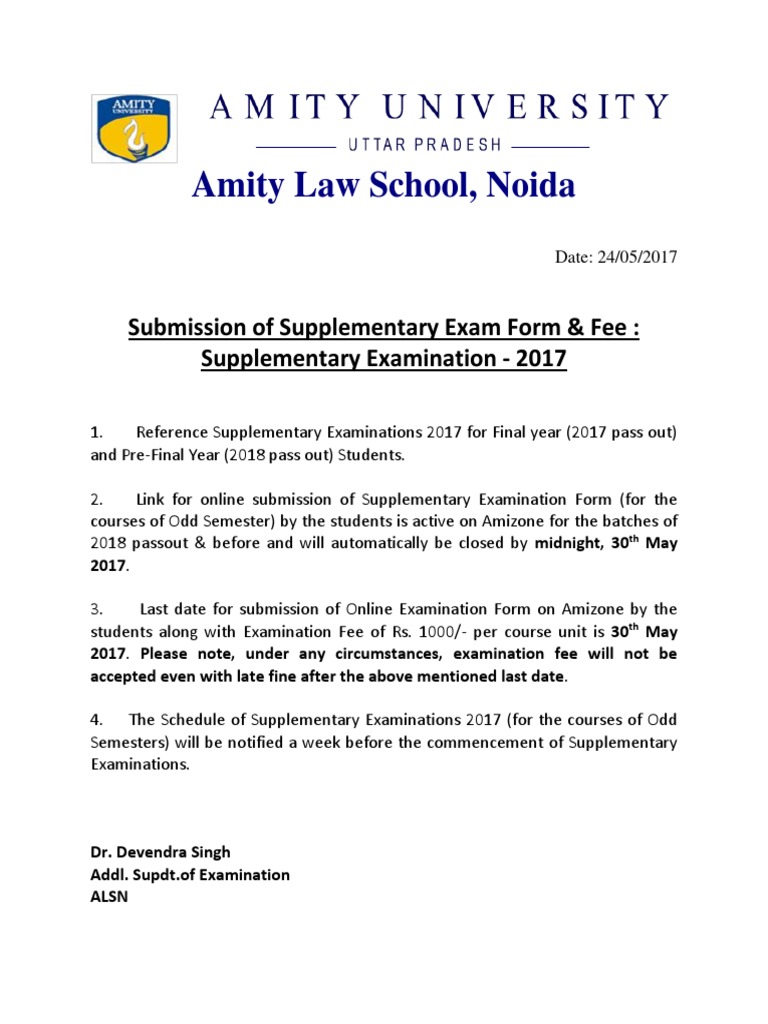 218b9supplementary Examination Form & Fee | PDF