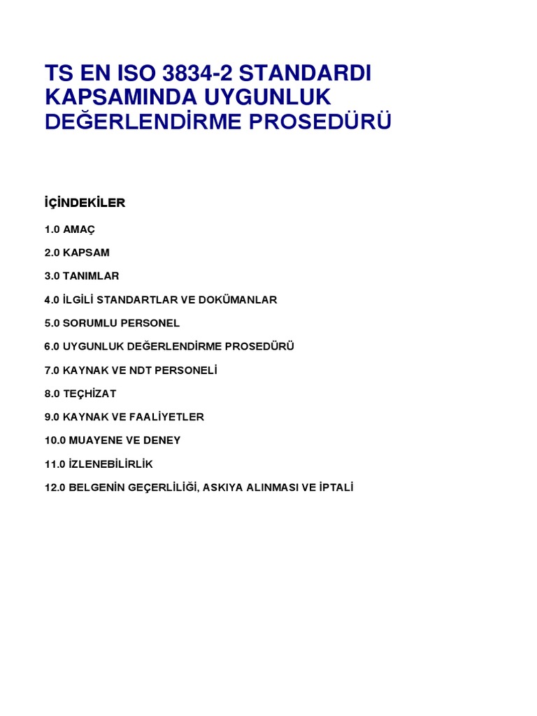 Iso 3834 2 Prosedürü | PDF