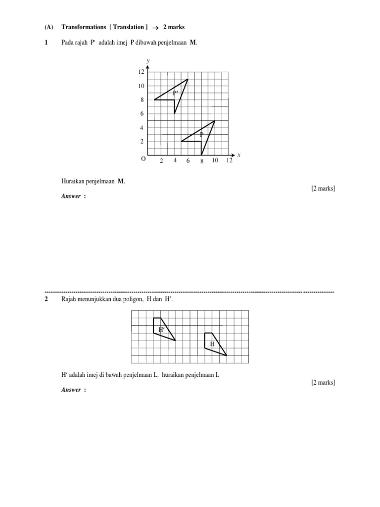 Latihan Penjelmaan Translasi | PDF