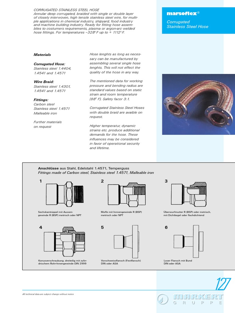 127 Marsoflex Schlauchtechnik Ed PDF | PDF | Ductility | Steel