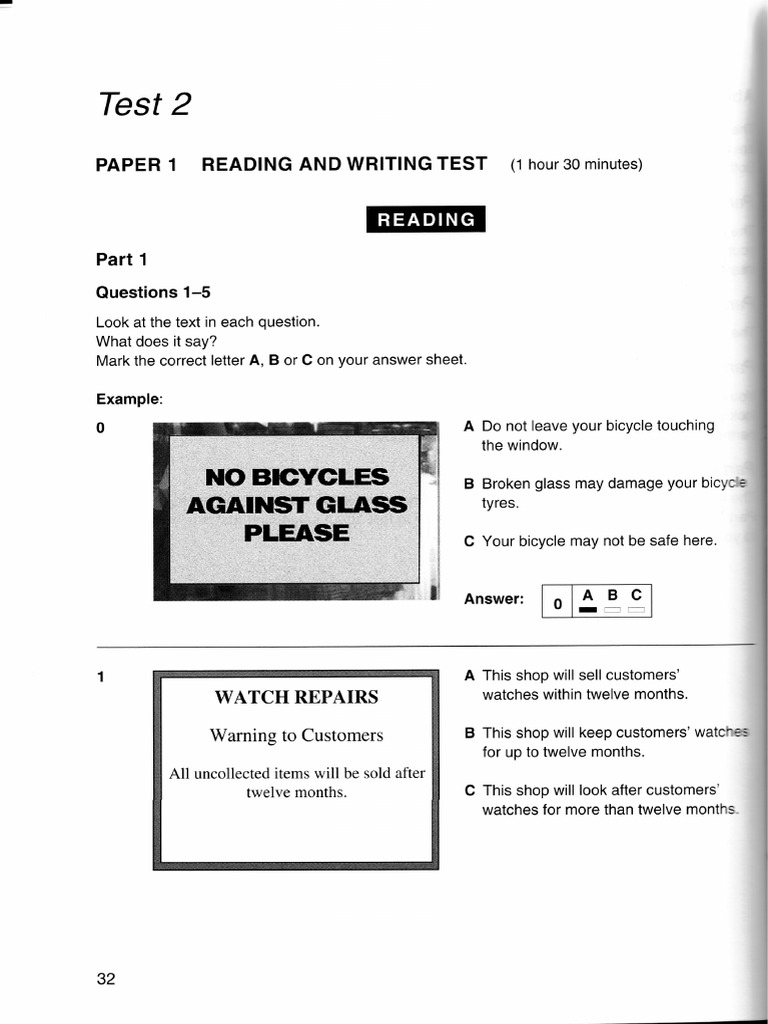 Cambridge PET Book 6 Test 2 PDF | PDF