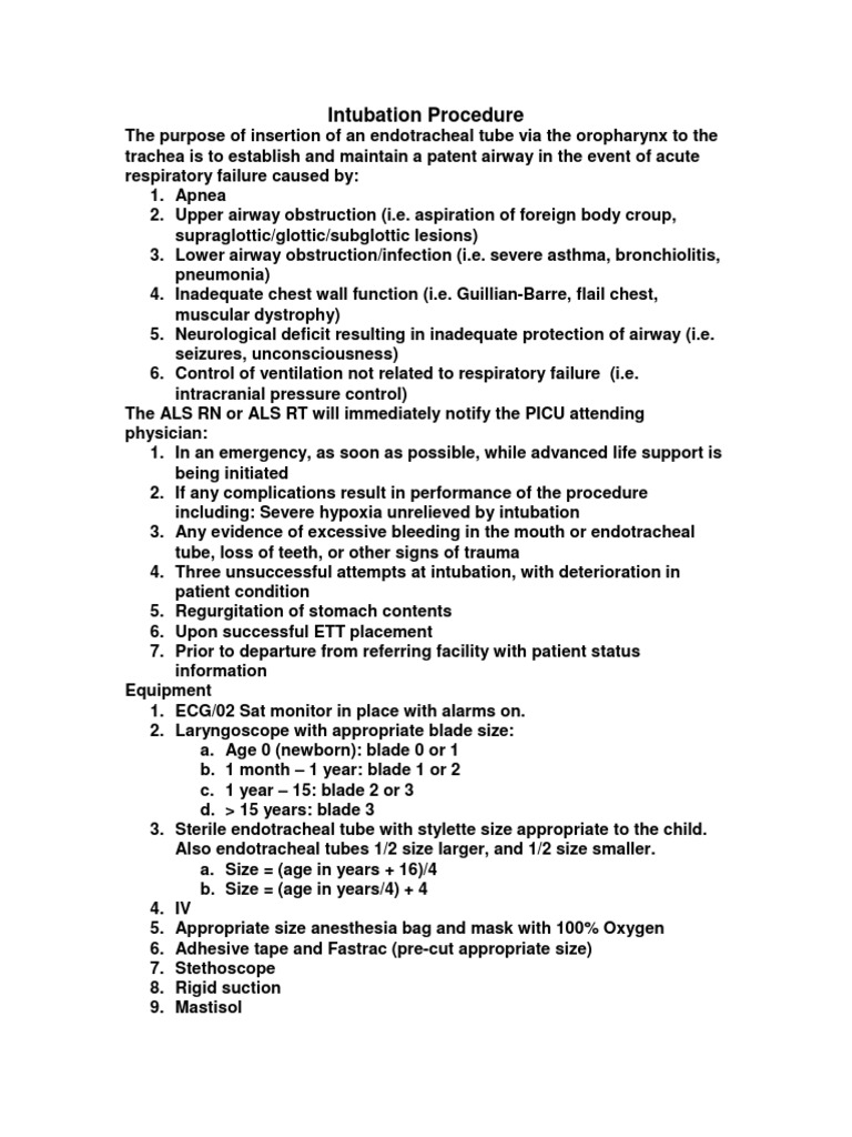 Intubation Procedure | Download Free PDF | Medical Specialties | Health ...