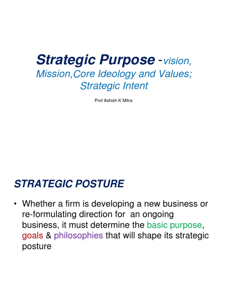 Strategic Posture - Company Vision Mission Valus | PDF | Value (Ethics ...
