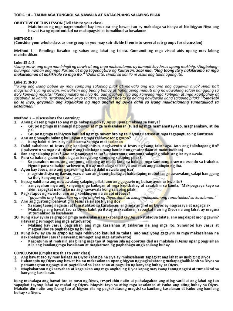 14 Talinhaga Tungkol Sa Nawala at Natagpuang Salaping Pilak | PDF