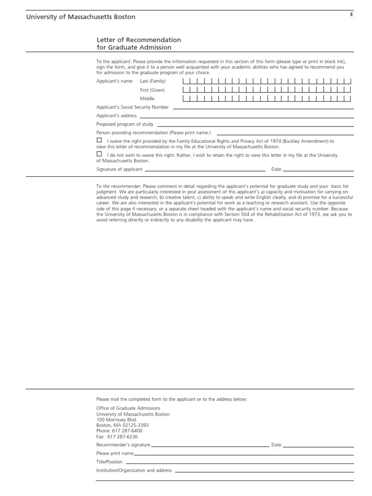 Umass Boston Reco | PDF | Graduate School | Section 504 Of The Rehabilitation Act