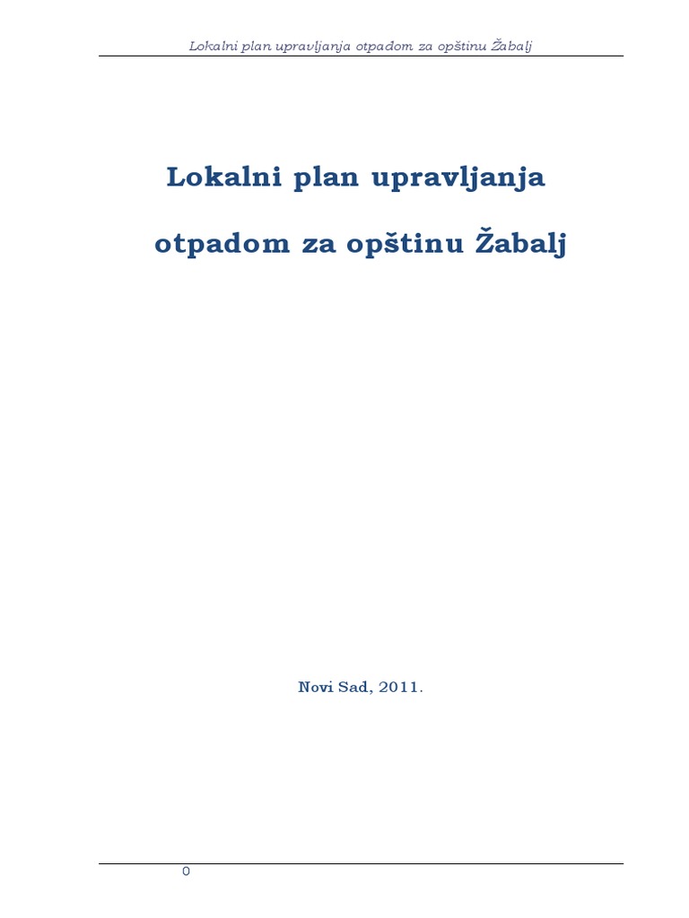 Lokalni Plan Upravljanja Otpadom-žabalj | PDF