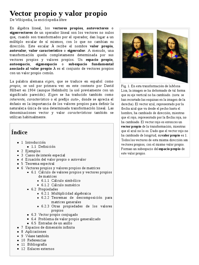 Vector Propio y Valor Propio | Descargar gratis PDF | Valores propios y ...