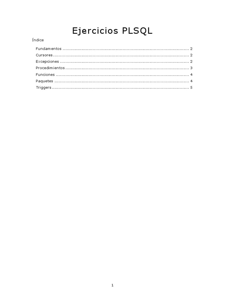 Ejercicios PLSQL | PDF | Tabla (base de datos) | Pl / Sql