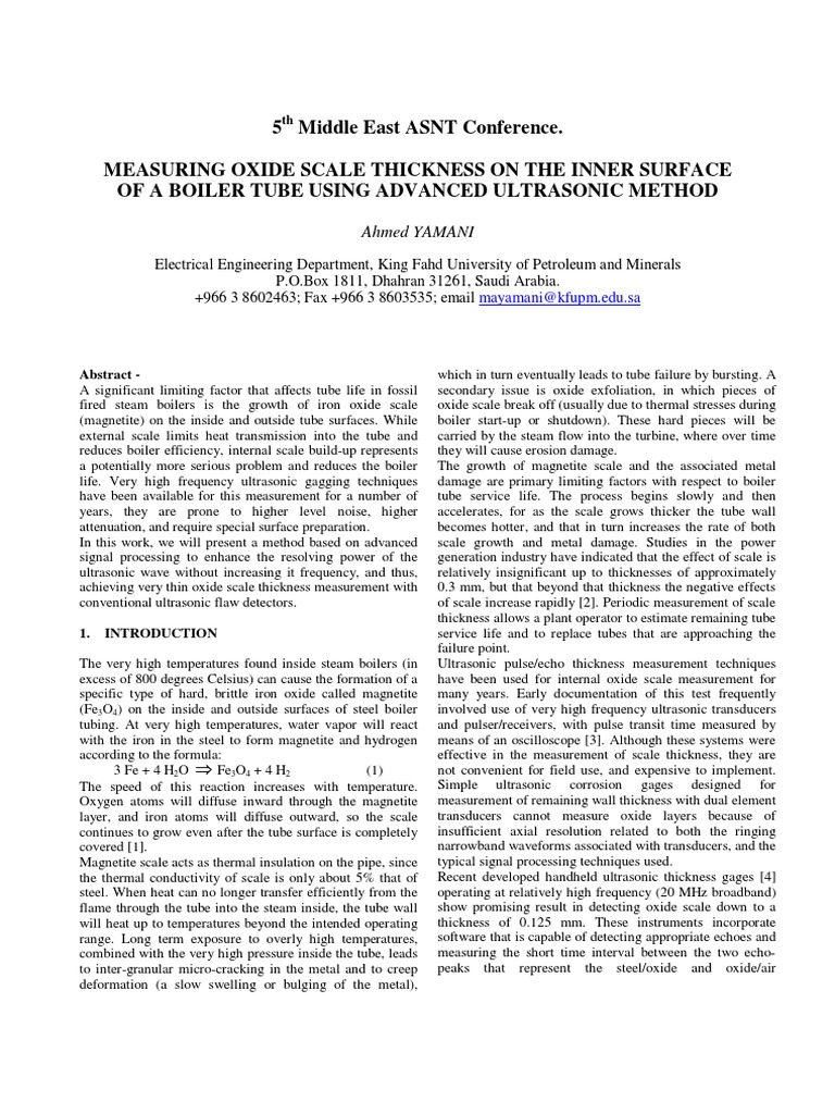 Measuring Oxide Scale Thickness in Boilers | PDF | Ultrasound ...