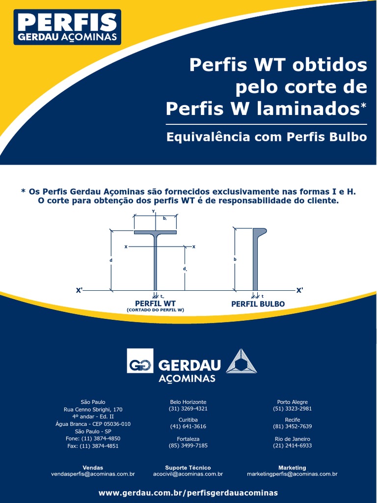 Tabela de Perfis WT Gerdau | PDF