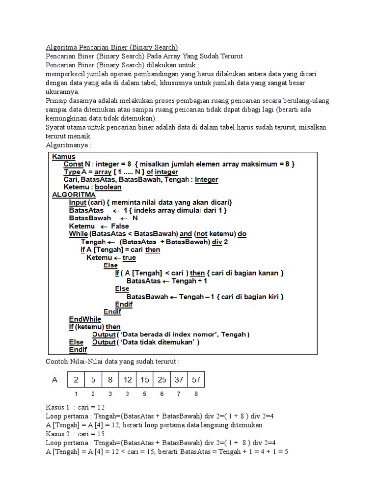 Algoritma Pencarian Biner | PDF