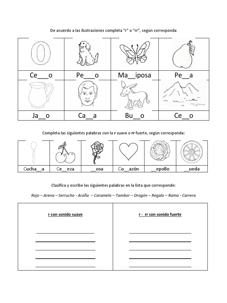 Ejercicios de Uso de "r" y "rr" | PDF