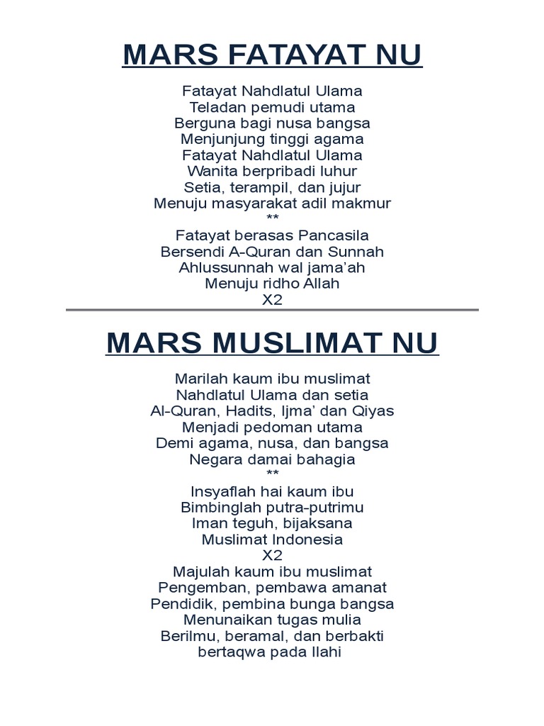 Mars Fatayat Nu | PDF | Griya & Taman | Agama & Spiritualitas