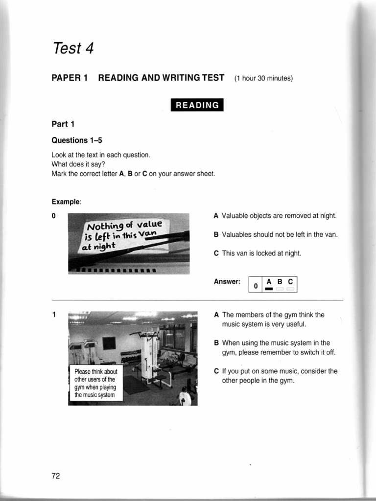 Cambridge PET Book 6 Test 4 | PDF