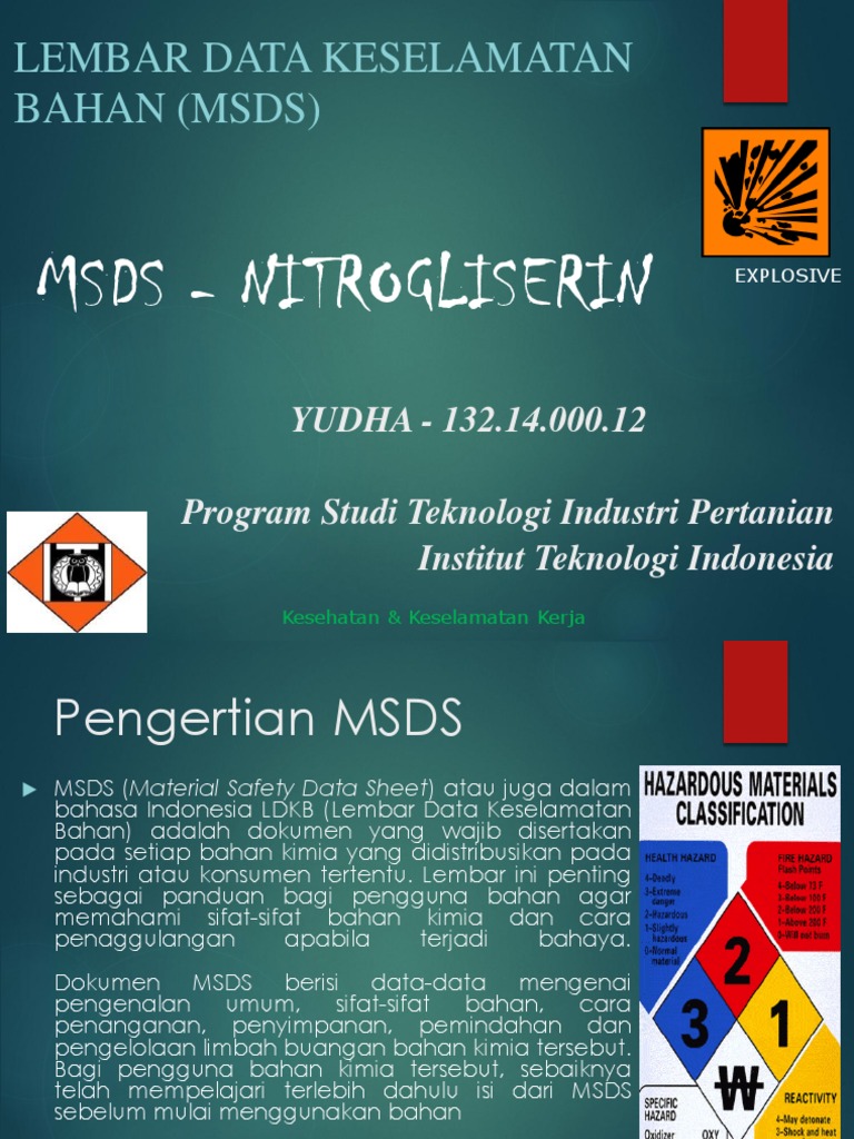 Yudha-K3 - MSDS Nitroglyserin | PDF