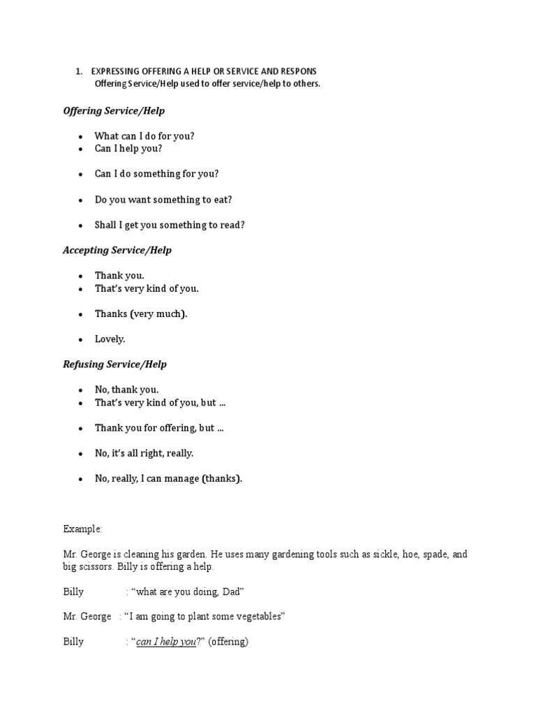 Expressing Offering A Help or Service and Respons | PDF | Beak | Birds