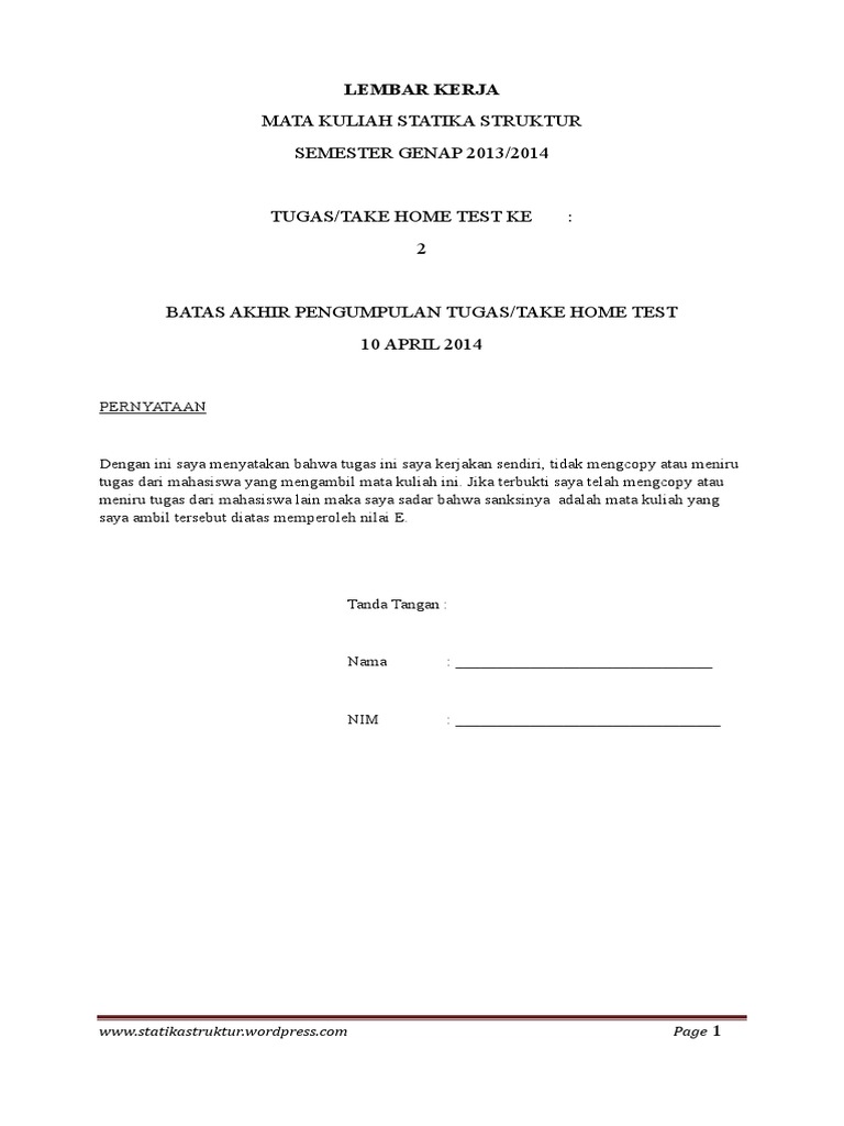 Tugas Statika Struktur Semester Genap 2014 | PDF | Komputer | Teknologi ...