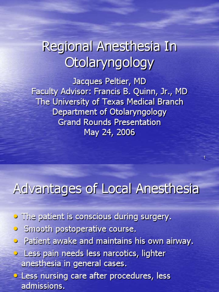 Regional Anesthesia Head Neck Slides 060524 | PDF | Anesthesia | Surgery