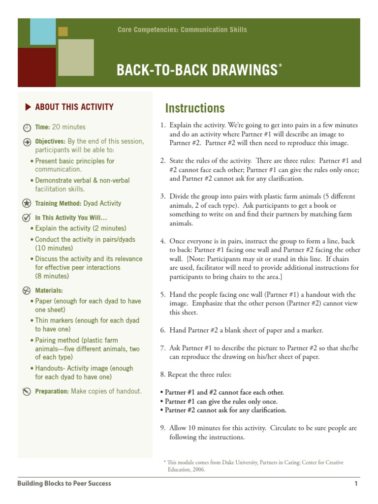 Back To Back Drawing Activity