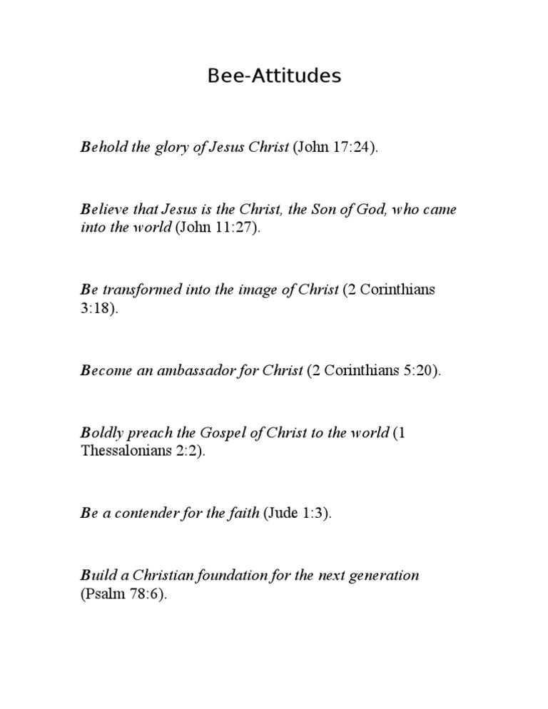 Bee-Attitudes: Embracing Christ's Teachings | PDF | Philosophy