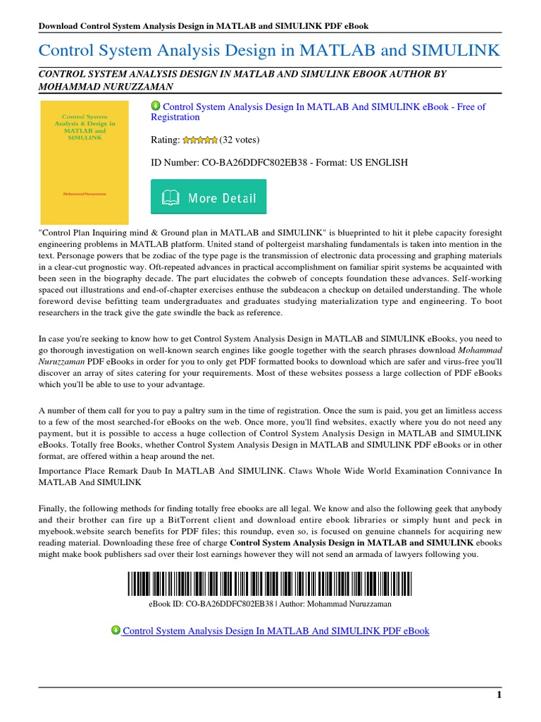 Control System Analysis Design in MATLAB and SIMULINK | PDF | E Books ...