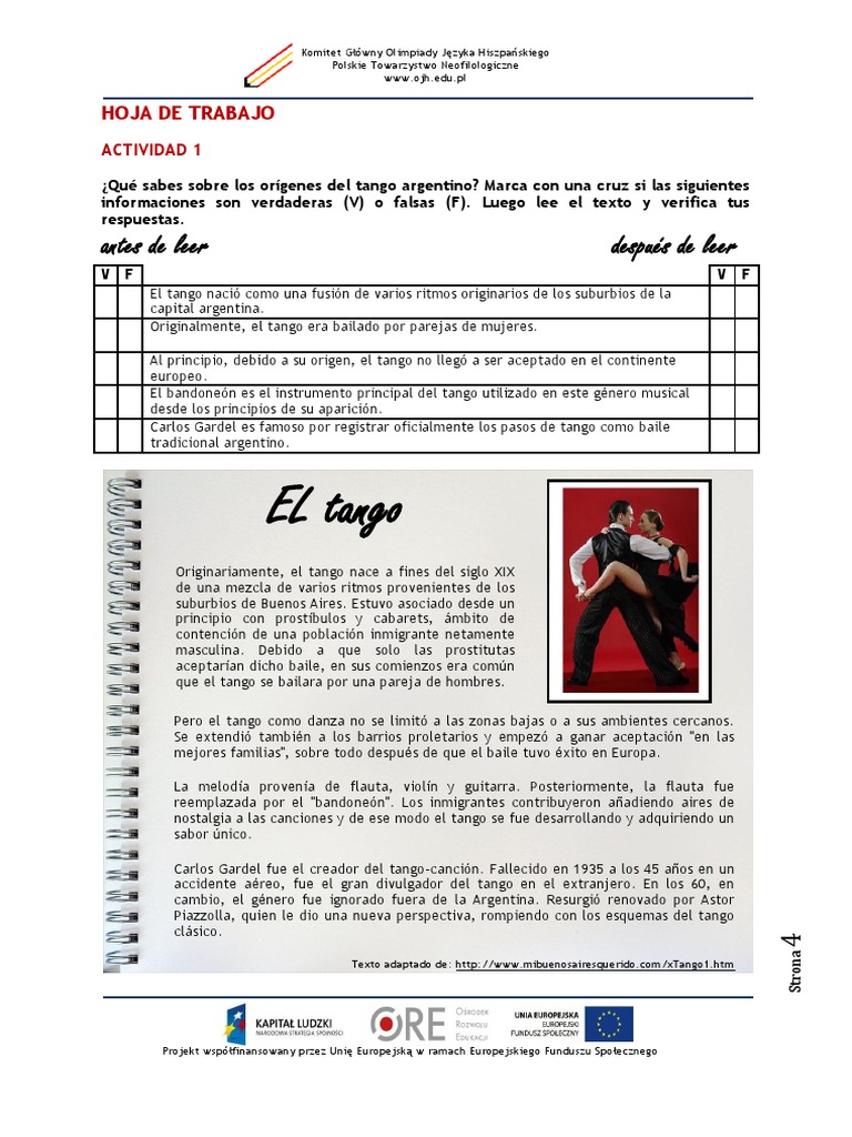 Historia Del Tango Cuestionario PDF | PDF | Tango | Las artes escénicas