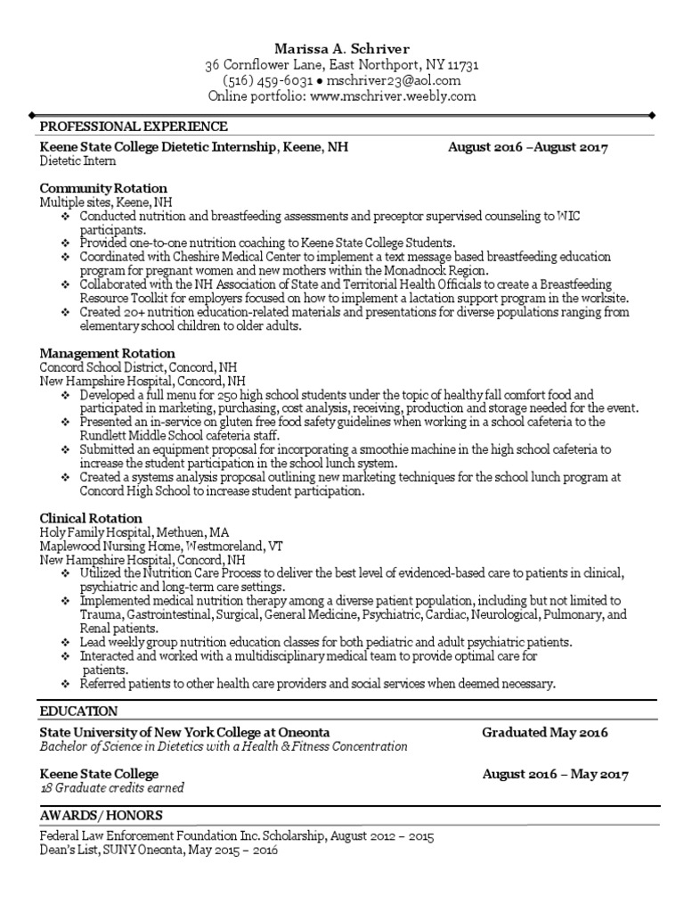 Wic Resume 2017 | PDF | Dietitian | Health Care