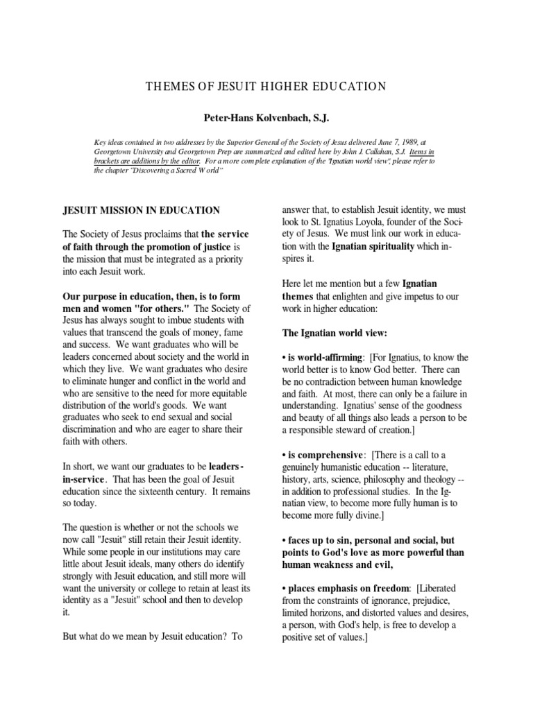 Jesuit Education: Values and Leadership | PDF | Society Of Jesus ...