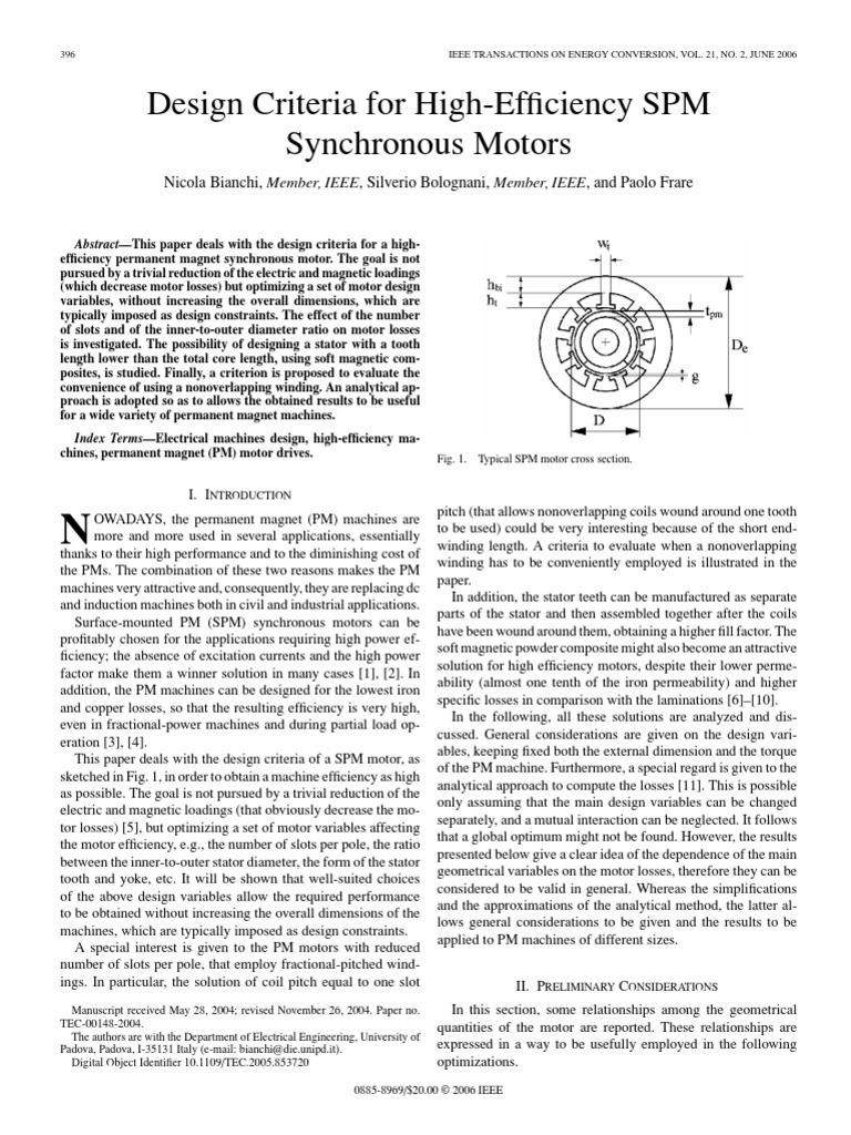 Design Criteria For High-Efficiency SPM Synchronous Motors | PDF ...