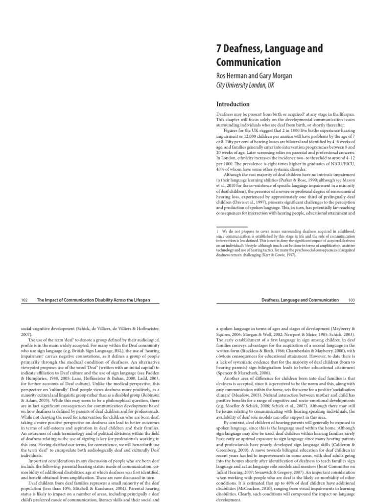 Ch7 Herman and Morgan | PDF | Hearing Loss | Theory Of Mind