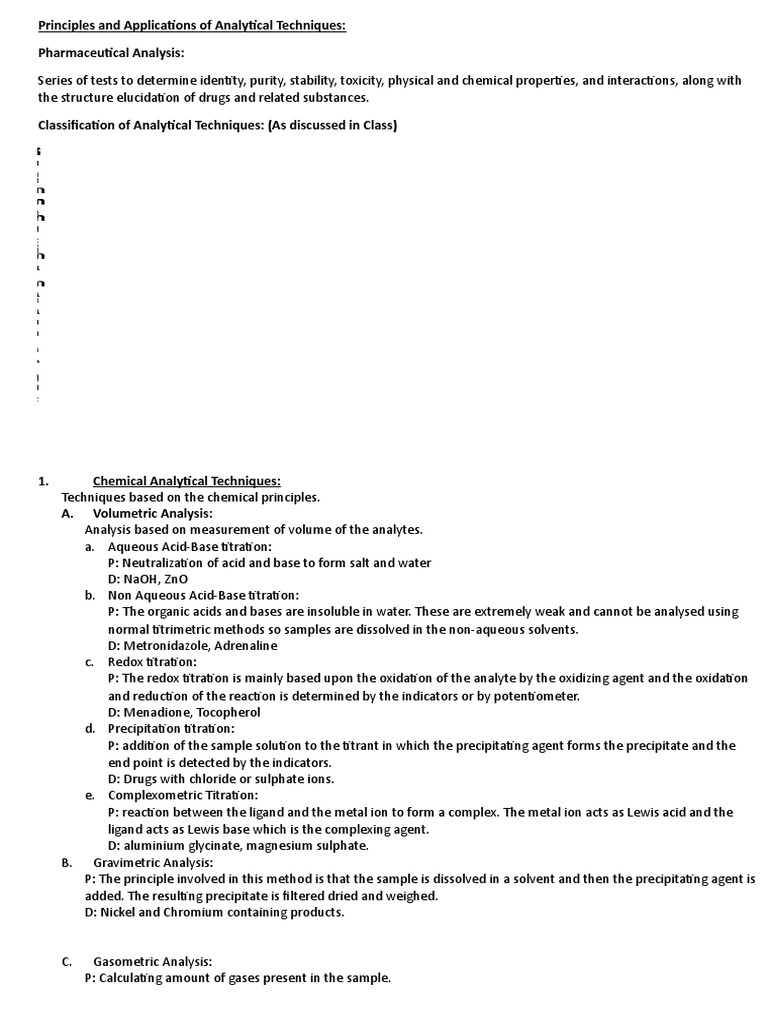 Principles and Applications of Analytical Techniques | PDF ...