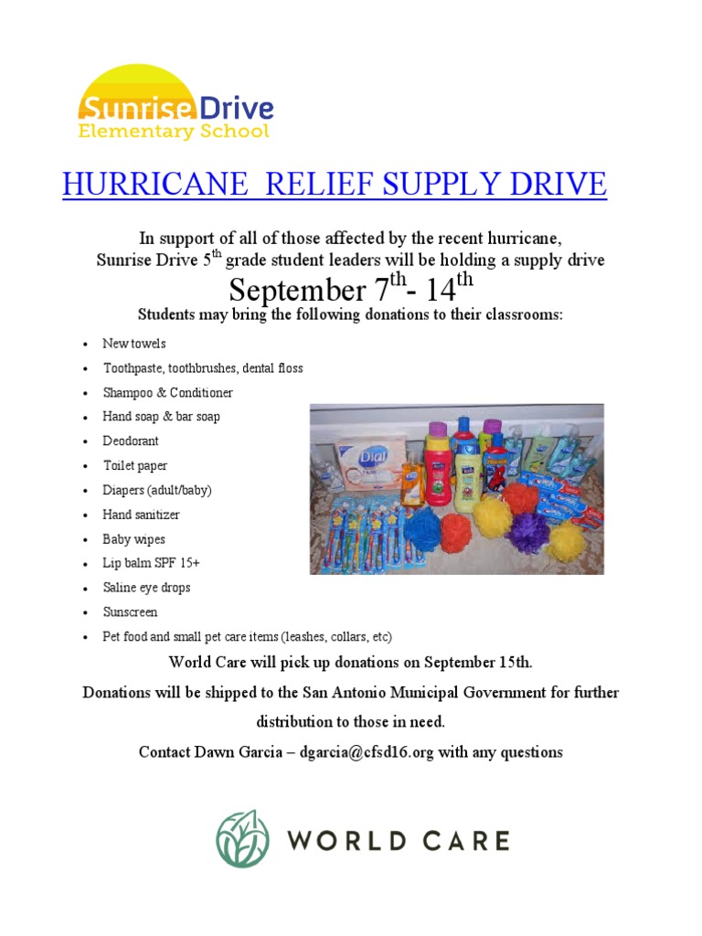 Hurricane Relief Supply Drive | PDF