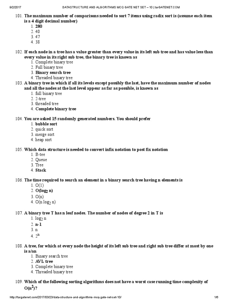 Datastructure And Algorithms Mcq Pdf Algorithms And Data Structures Applied Mathematics 0209