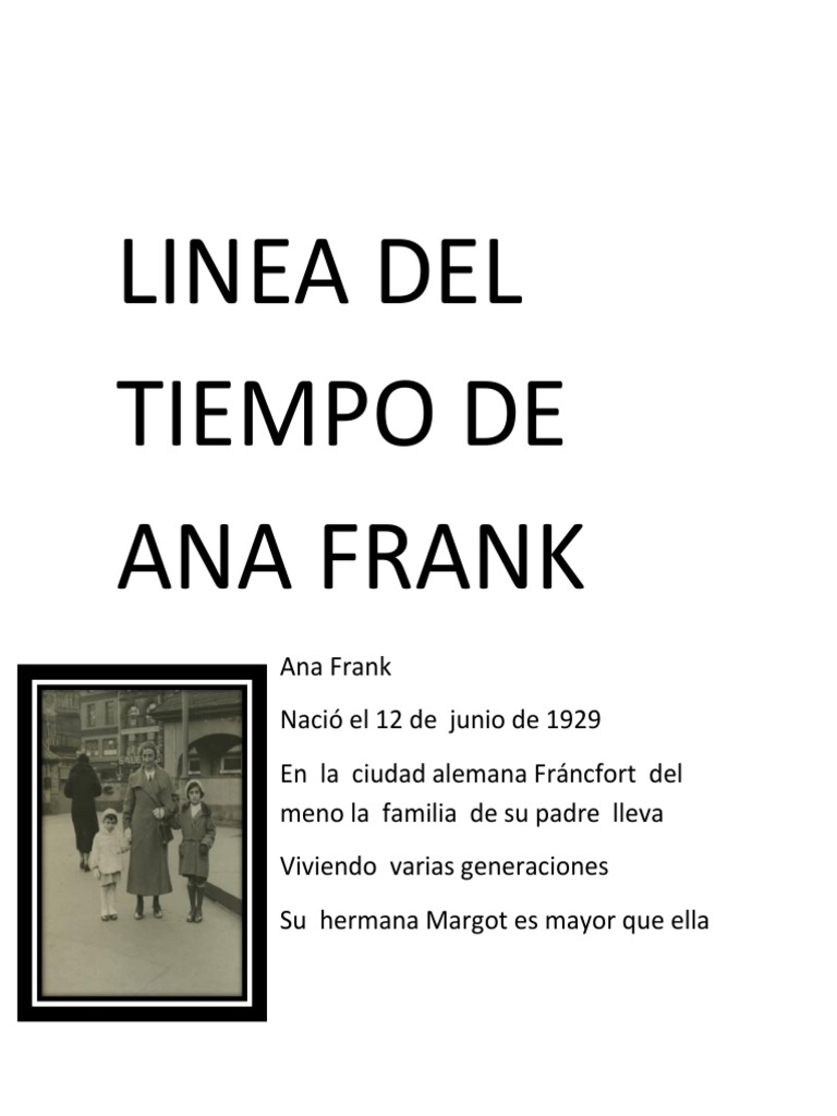 Linea Del Tiempo de Ana Frank | Ana Frank | Ficción y literatura