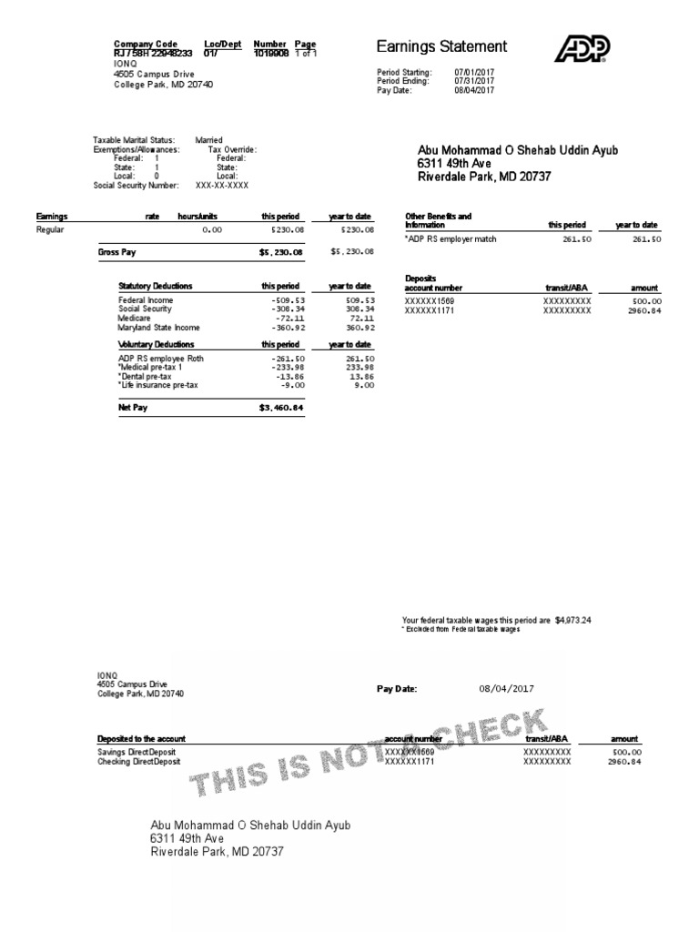 Pay Statements | PDF | Social Security (United States) | Public Finance