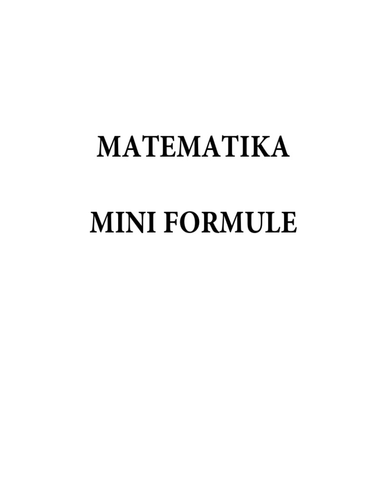 Mini Formule Iz Matematike | PDF