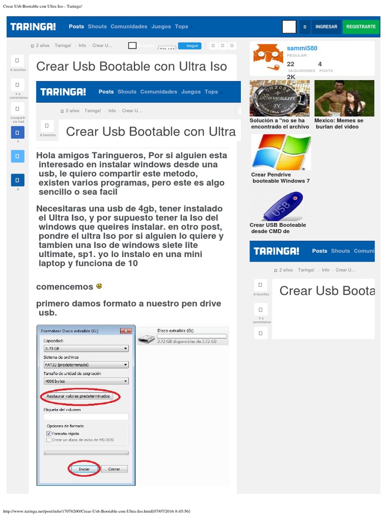 Crear USB Booteable con UltraISO | PDF | Memoria USB | Disco compacto