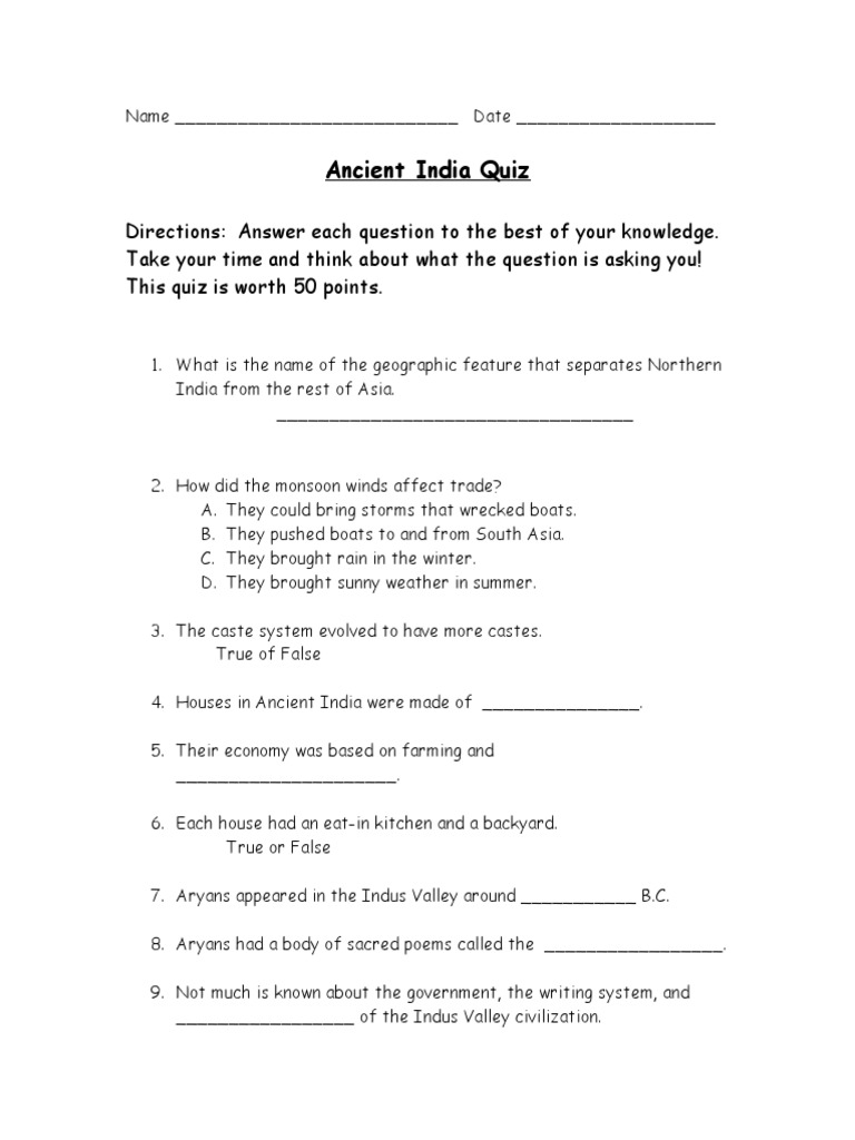 Ancient India Quiz | PDF