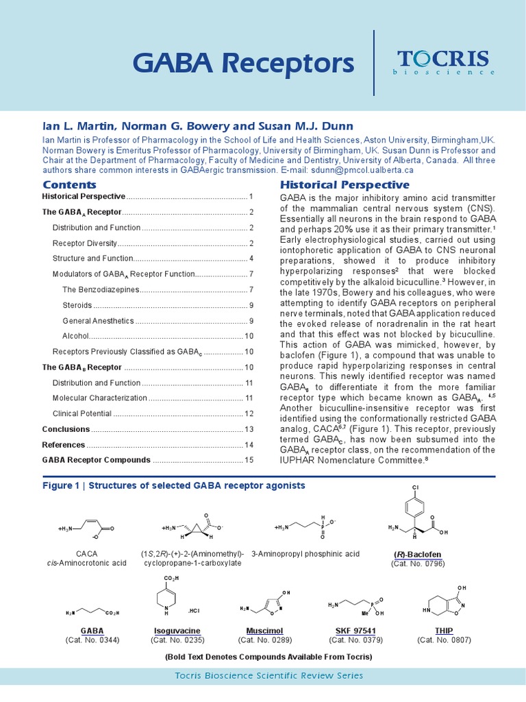 Gaba Receptors Review | PDF | Benzodiazepine | Gamma Aminobutyric Acid
